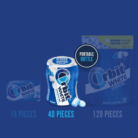 ORBIT® White Peppermint Sugarfree Chewing Gum, 40-Piece Bottle
