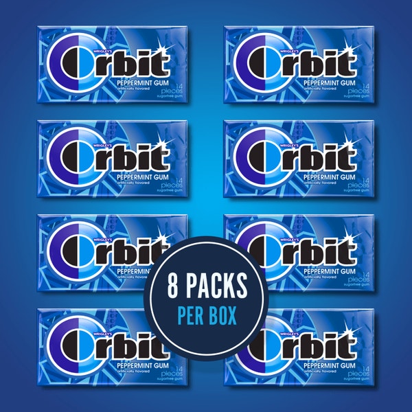 ORBIT Peppermint Sugarfree Chewing Gum, Value Pack (8 Packs) | Orbit Gum