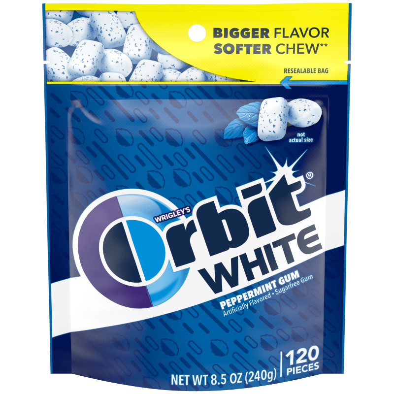 ORBIT® White Peppermint Gum, 120-Piece Resealable Bag