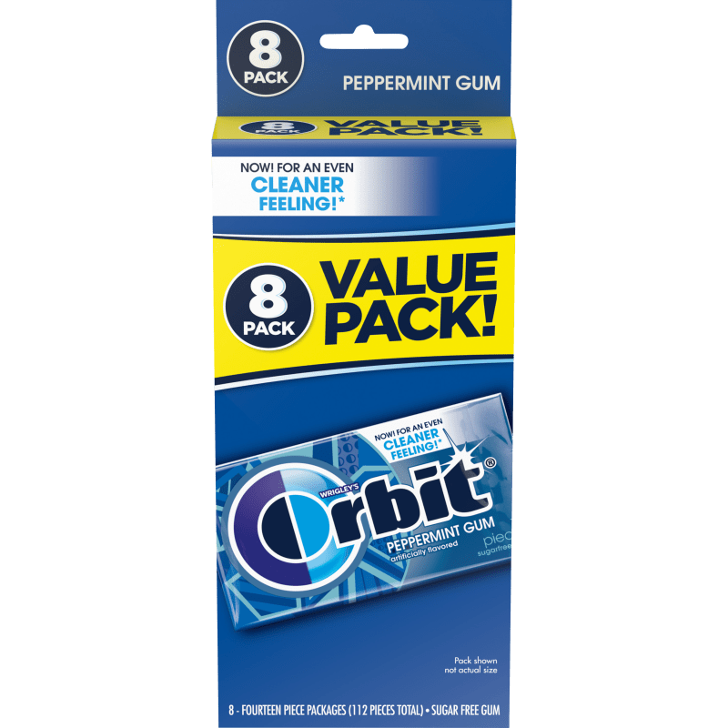 ORBIT® Peppermint Sugarfree Chewing Gum, Value Pack (8 Packs)